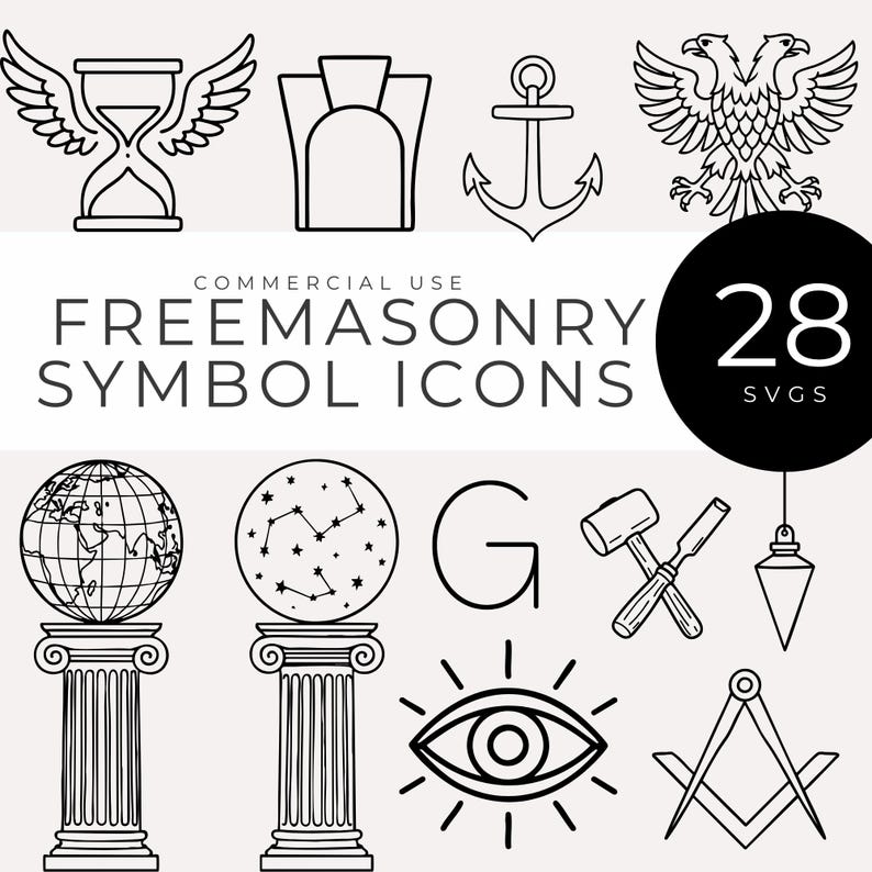 Freemason Symbol SVG Icons, Instant Download, Masonic Square & Compass ...