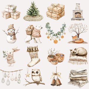 Christmas Boho Clipart, INSTANT DOWNLOAD, Neutral Holiday Graphics ...