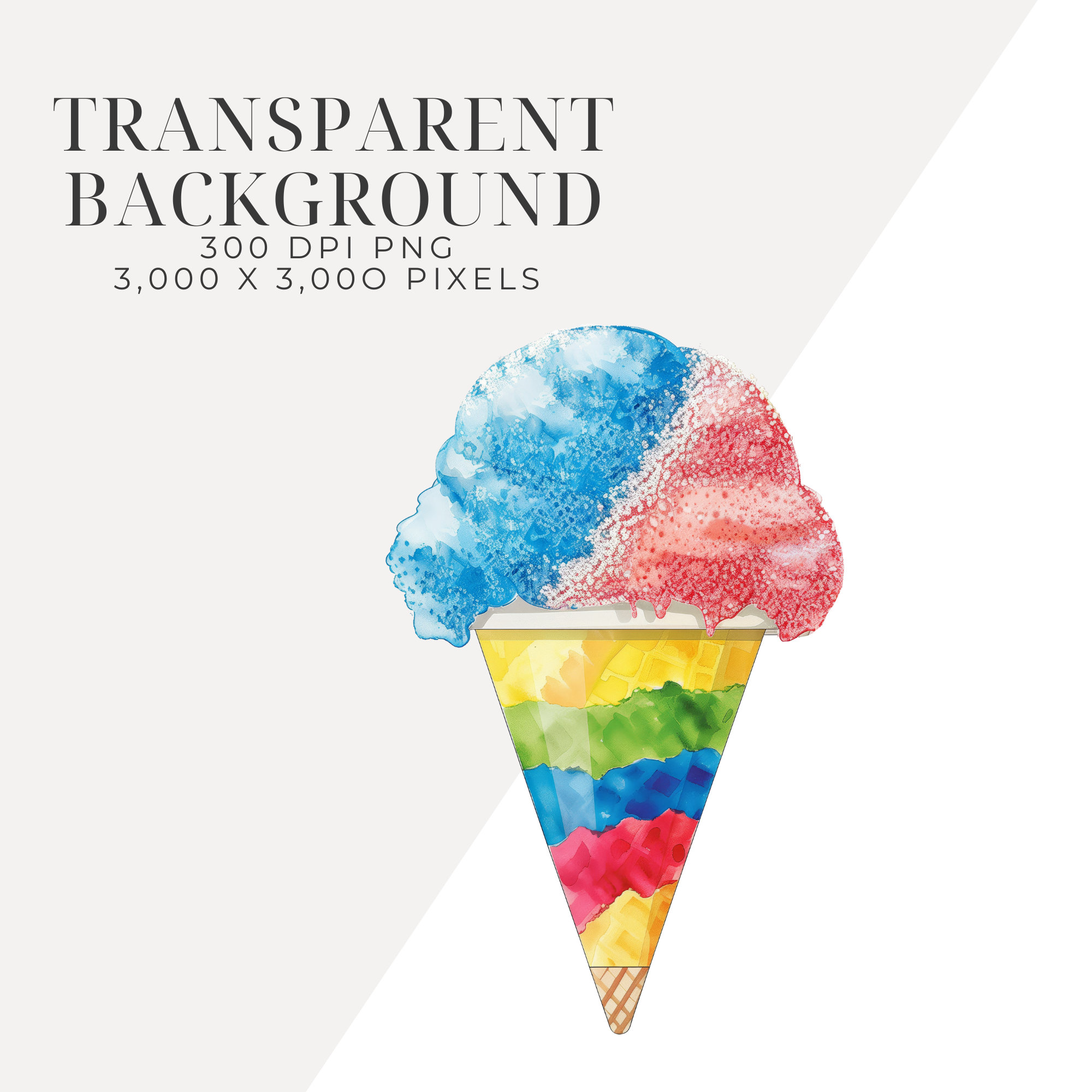 Snow Cone Clipart INSTANT DOWNLOAD Watercolor Red & Blue Snow Cone ...