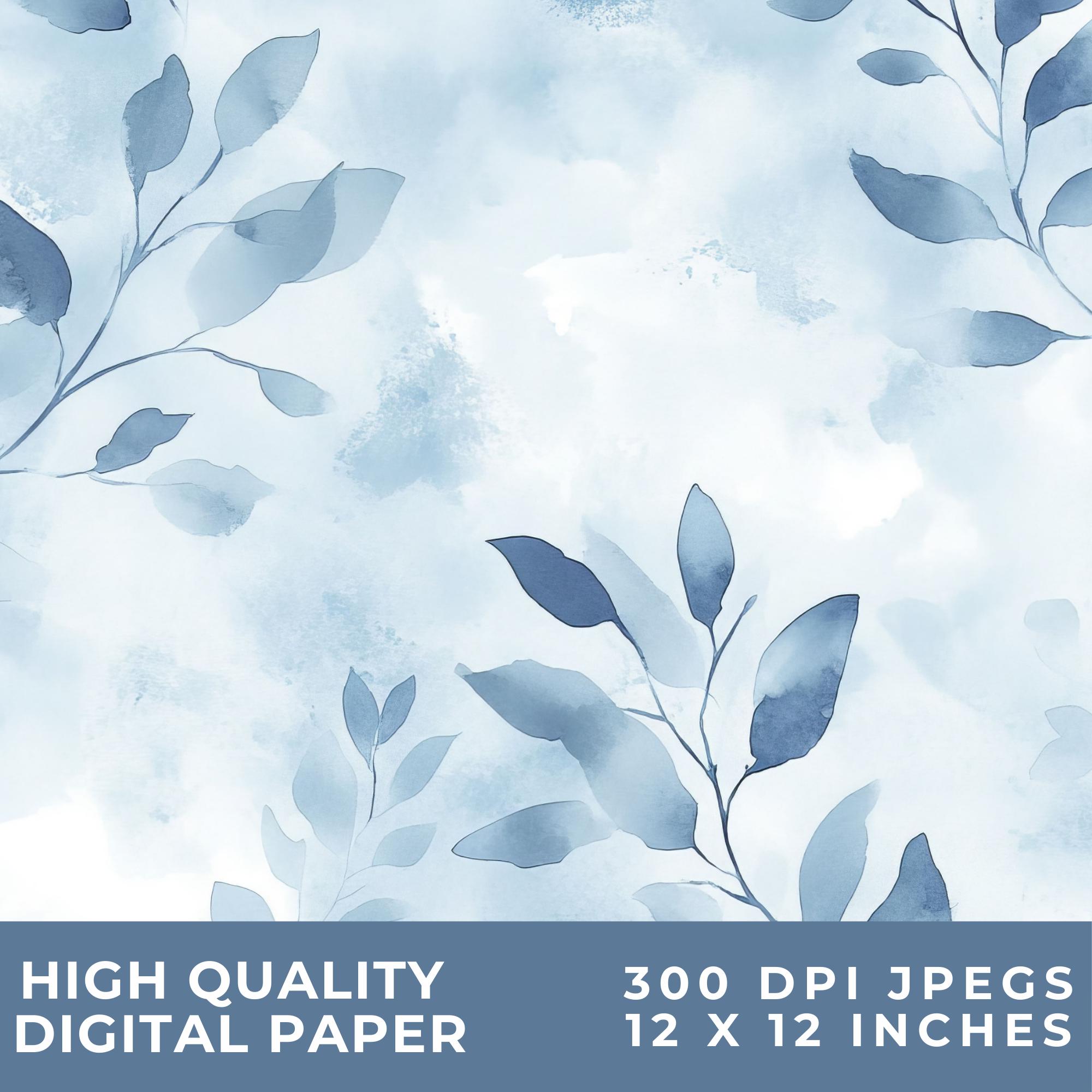Soft Blue Watercolor Floral Digital Papers INSTANT DOWNLOAD Pastel ...