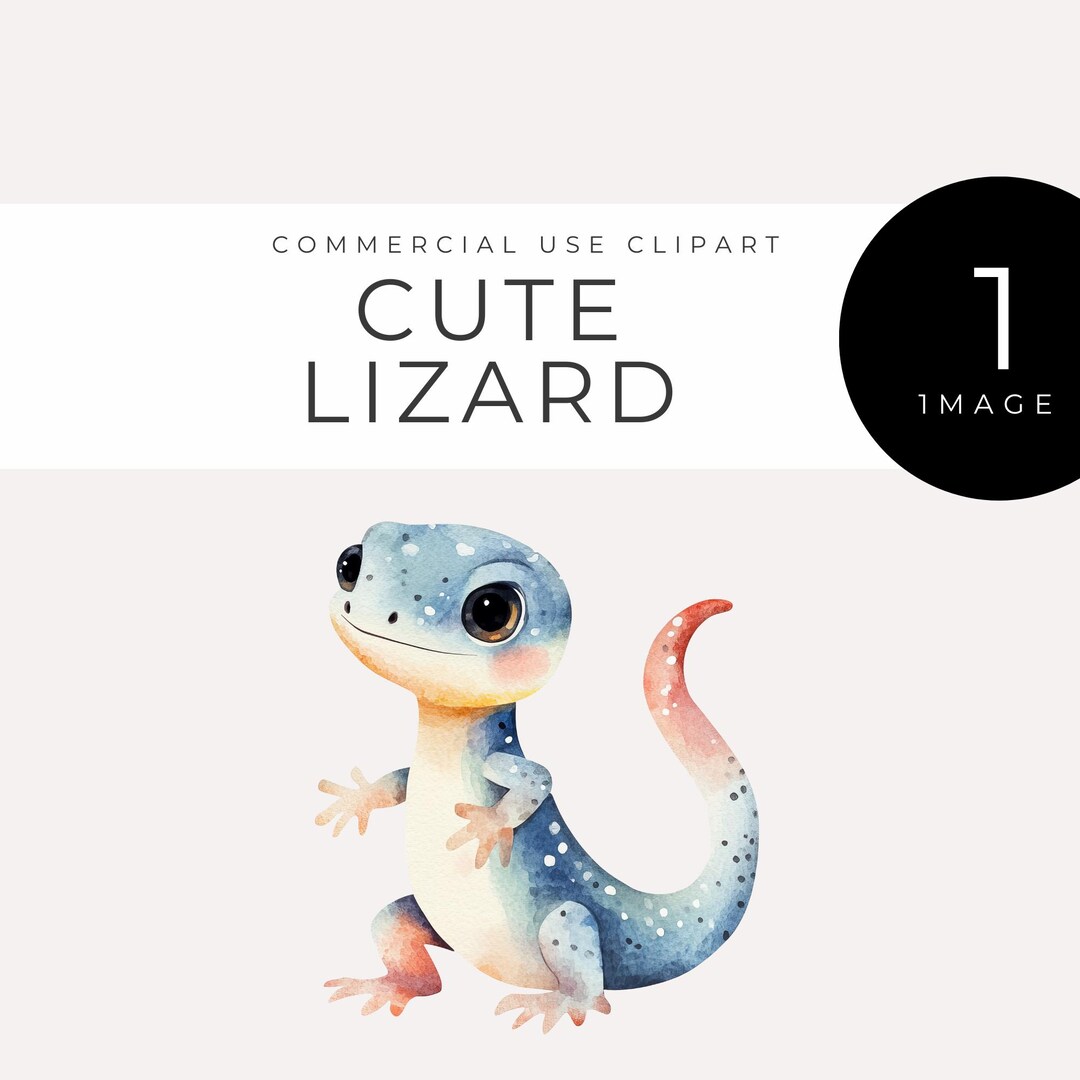 Cute Lizard Clipart, Instant Download, Watercolor Reptile PNG, Adorable ...