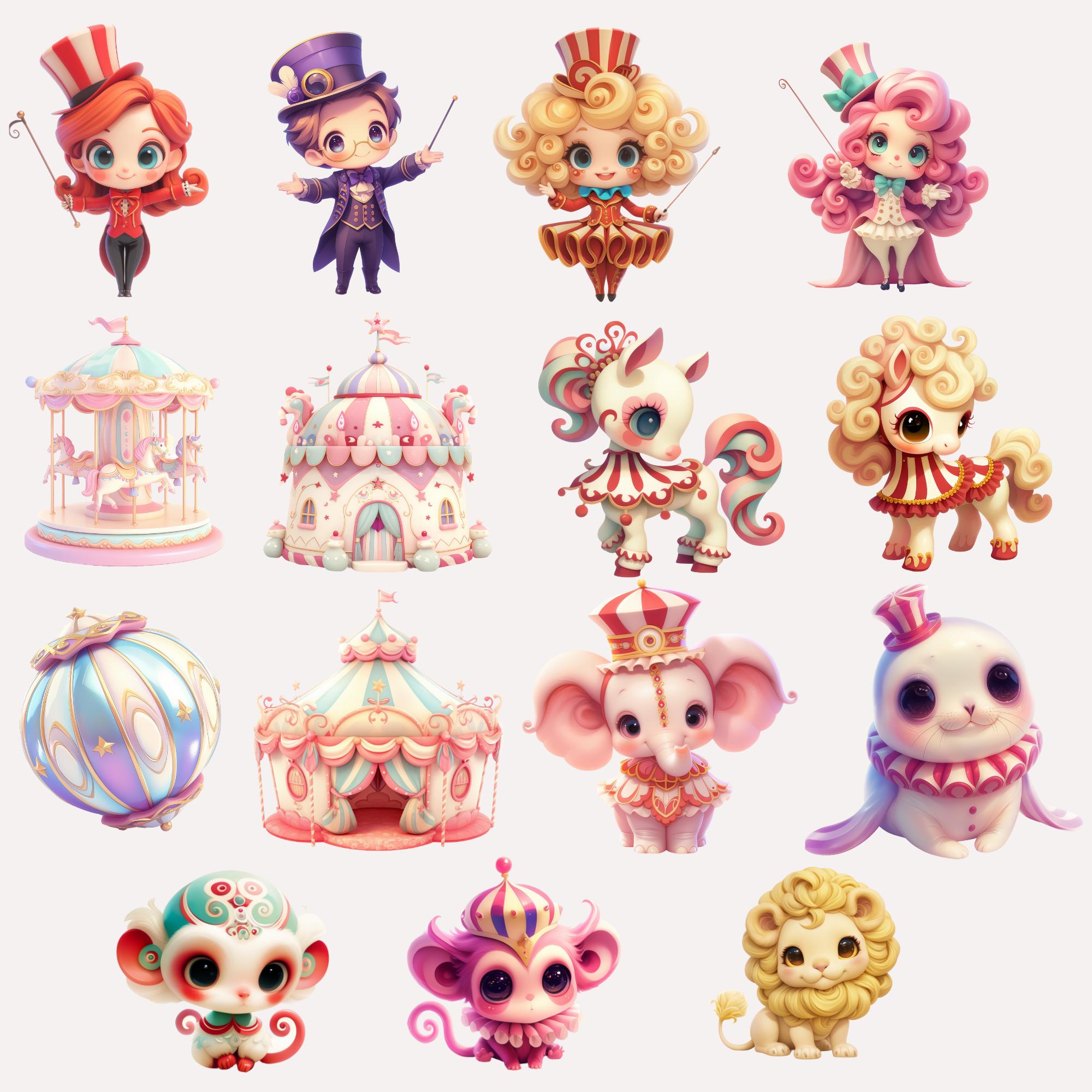 Cute Cartoon Clowns Clipart INSTANT DOWNLOAD Kawaii Chibi Colorful ...