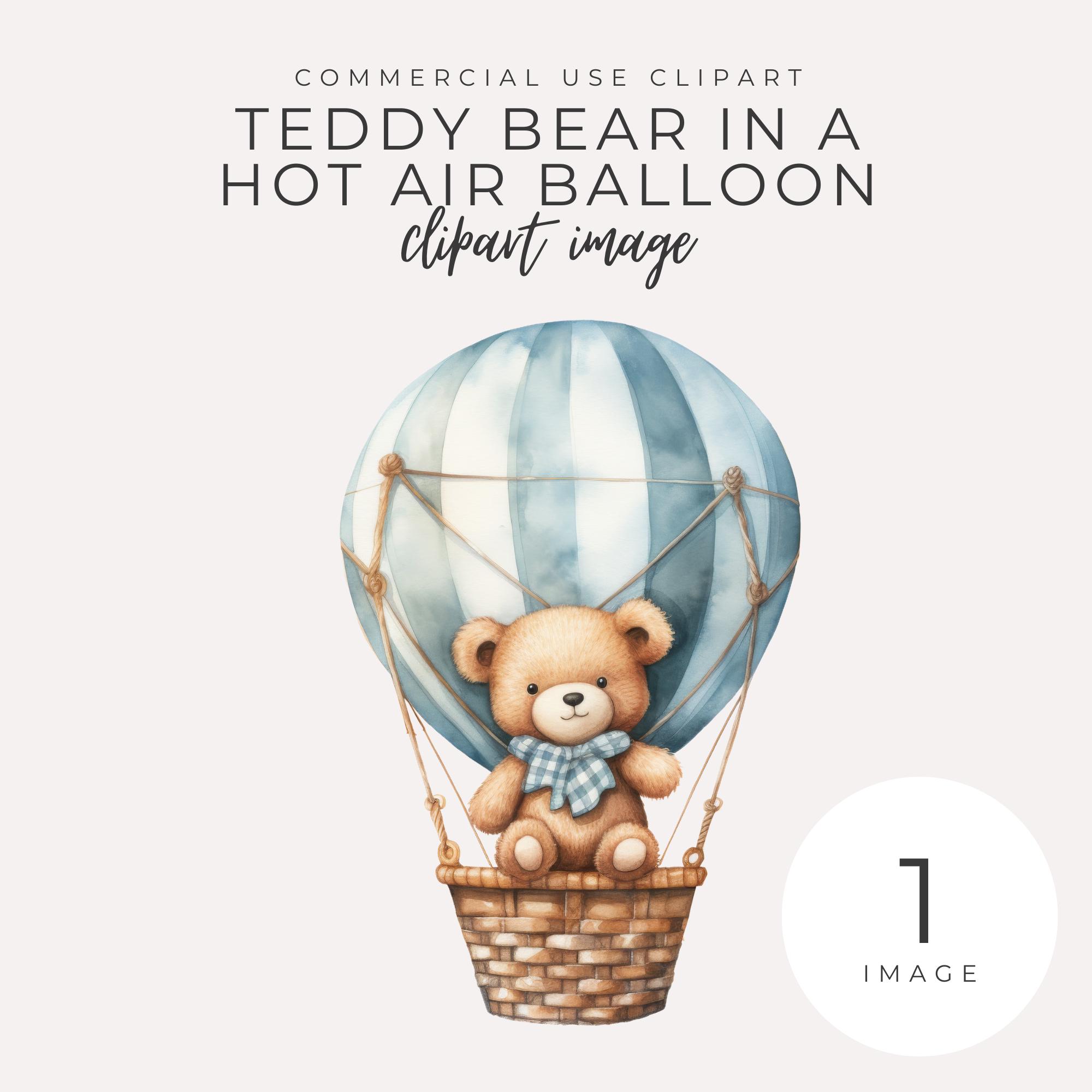 Teddy Bear Hot Air Balloon Clipart INSTANT DOWNLOAD Cute Bear ...