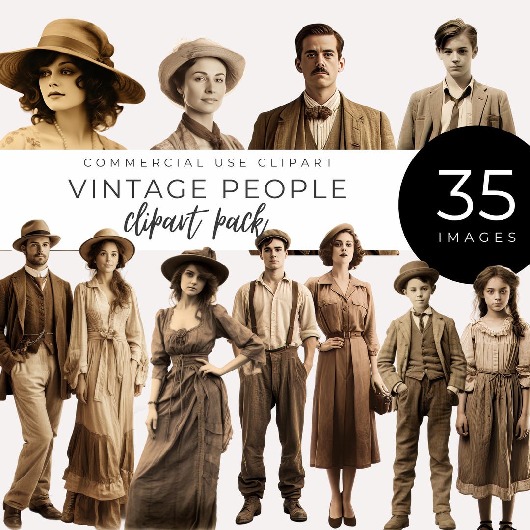Vintage People Clipart INSTANT DOWNLOAD Sepia Tone Men, Women, Boys ...