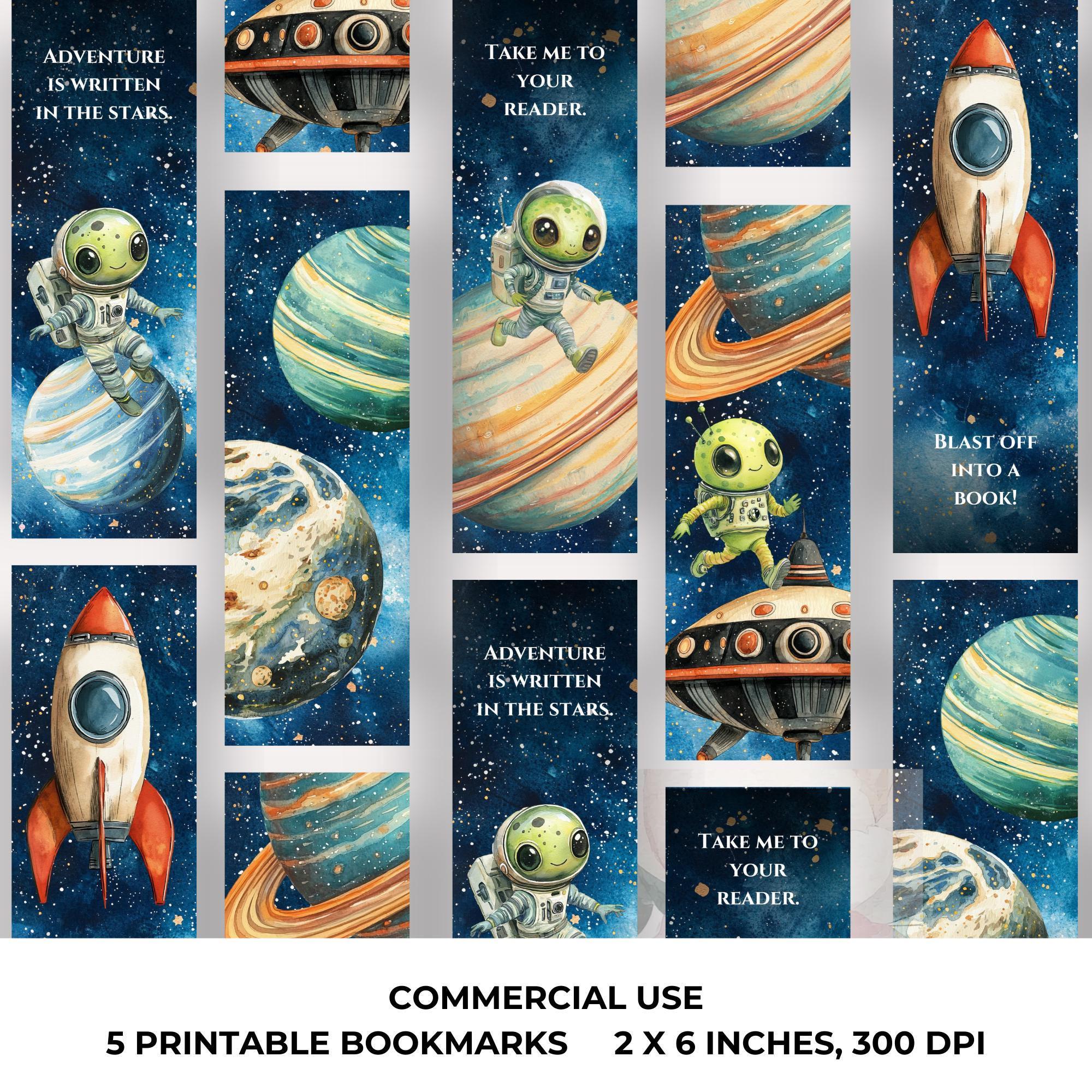 Space Alien Bookmarks, Instant Download, Outer Space Page Markers, Sci ...