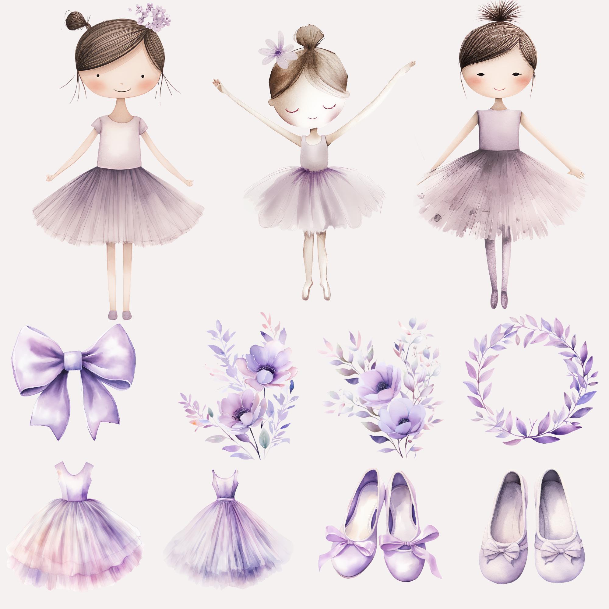 Purple Ballerina Clipart INSTANT DOWNLOAD Ballet Dancer & Accessories ...