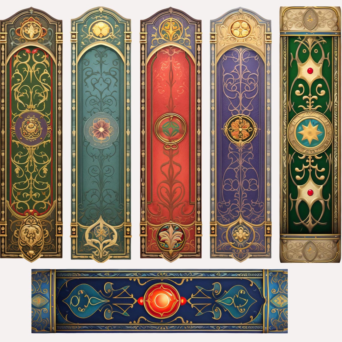 Book Spines Clipart, Instant Download, Vintage Ornate Book Spine Images ...