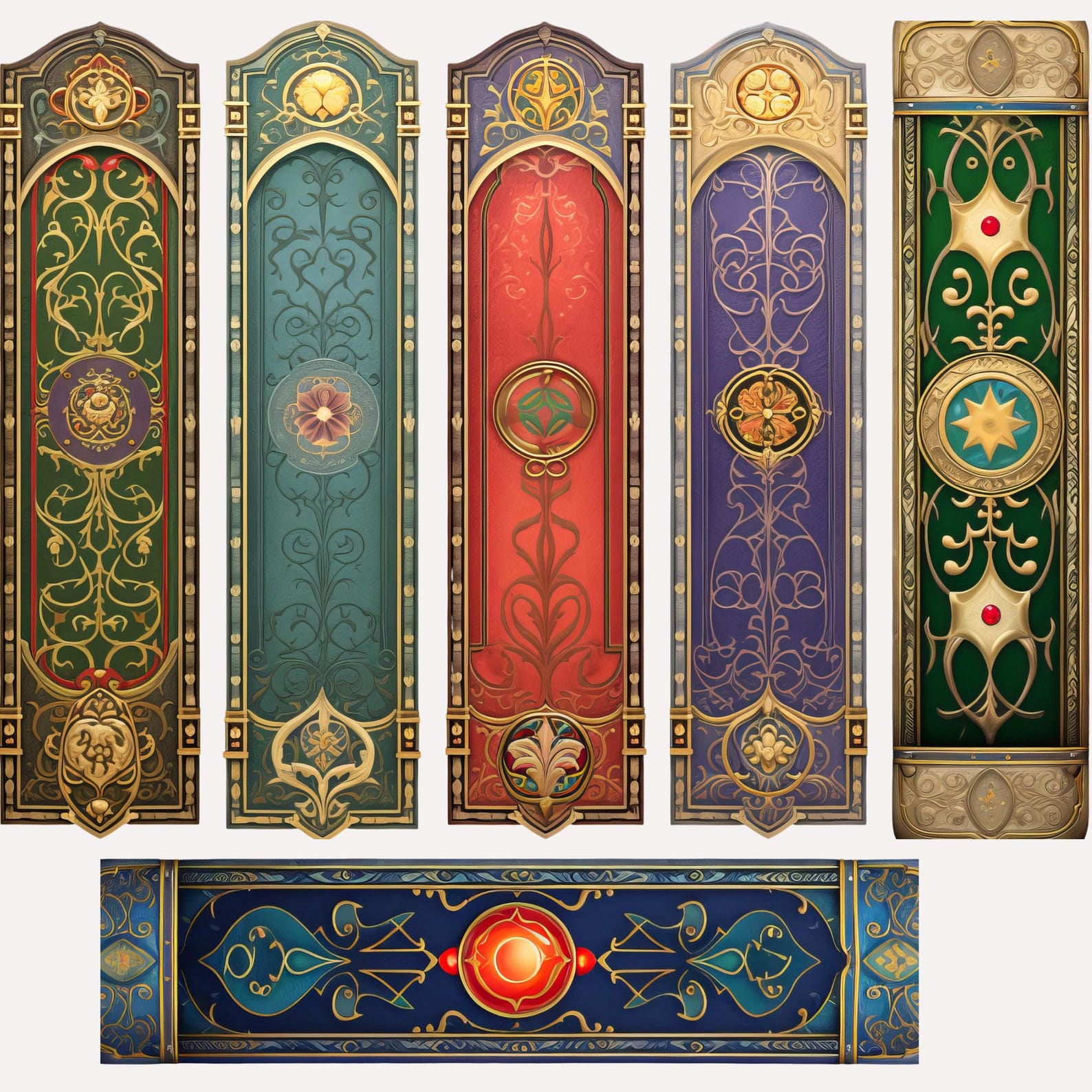 Book Spines Clipart, Instant Download, Vintage Ornate Book Spine Images ...