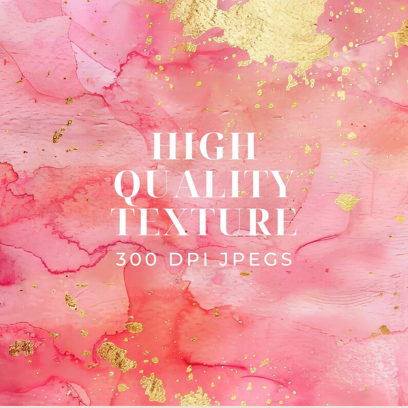 Bright Pink and Gold Watercolor Textures & Clipart INSTANT DOWNLOAD ...