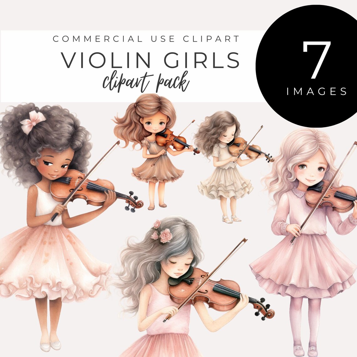 Violin Girl Clipart INSTANT DOWNLOAD Watercolor Musical Instruments ...