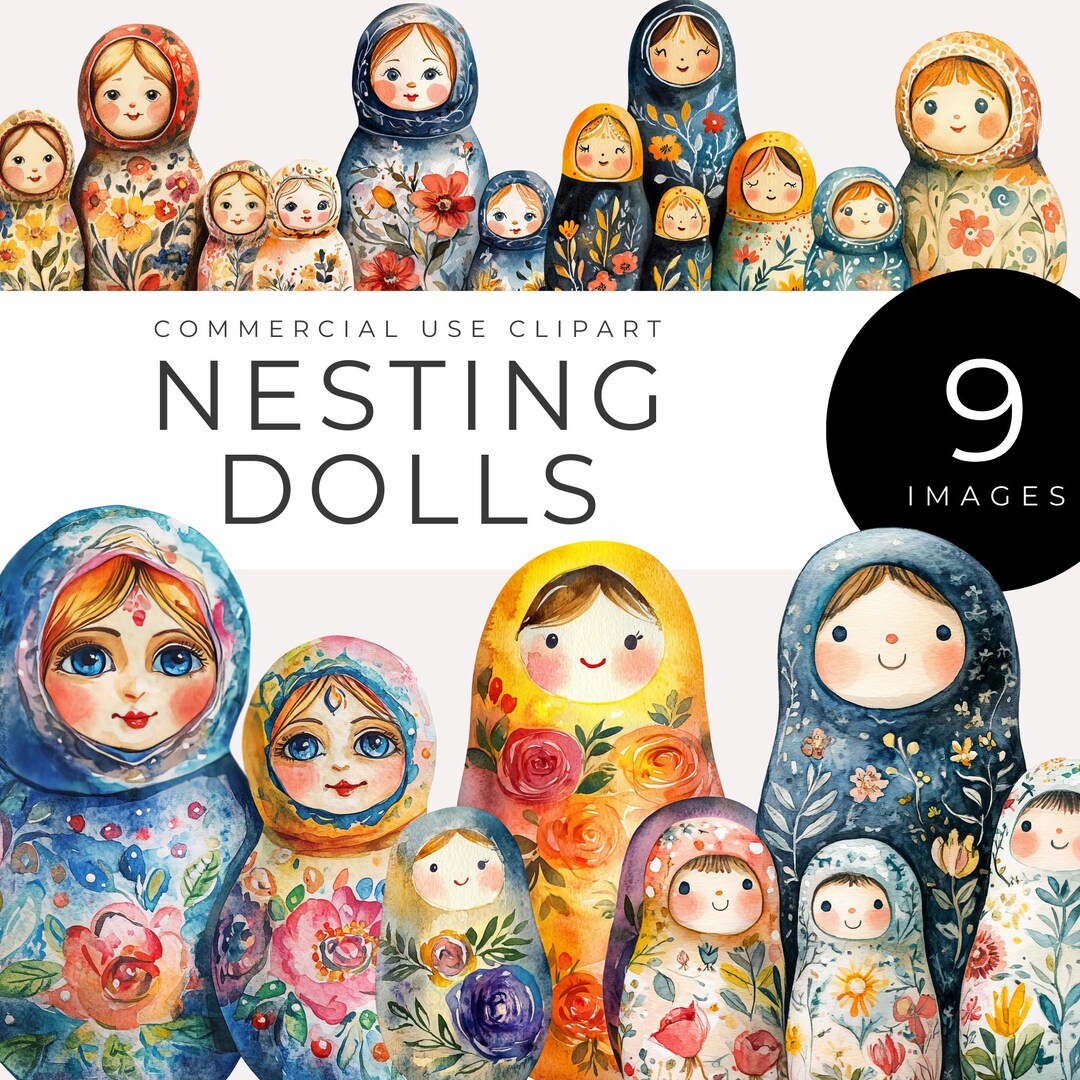 Nesting Dolls Clipart Instant Download Watercolor Cute Matryoshka ...