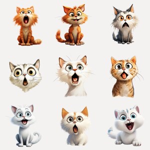 Quirky Cats Clipart INSTANT DOWNLOAD Cute Cat Portraits, Whimsical ...
