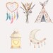 Watercolor Boho Valentine's Day Clipart, Romantic Boho Animals ...