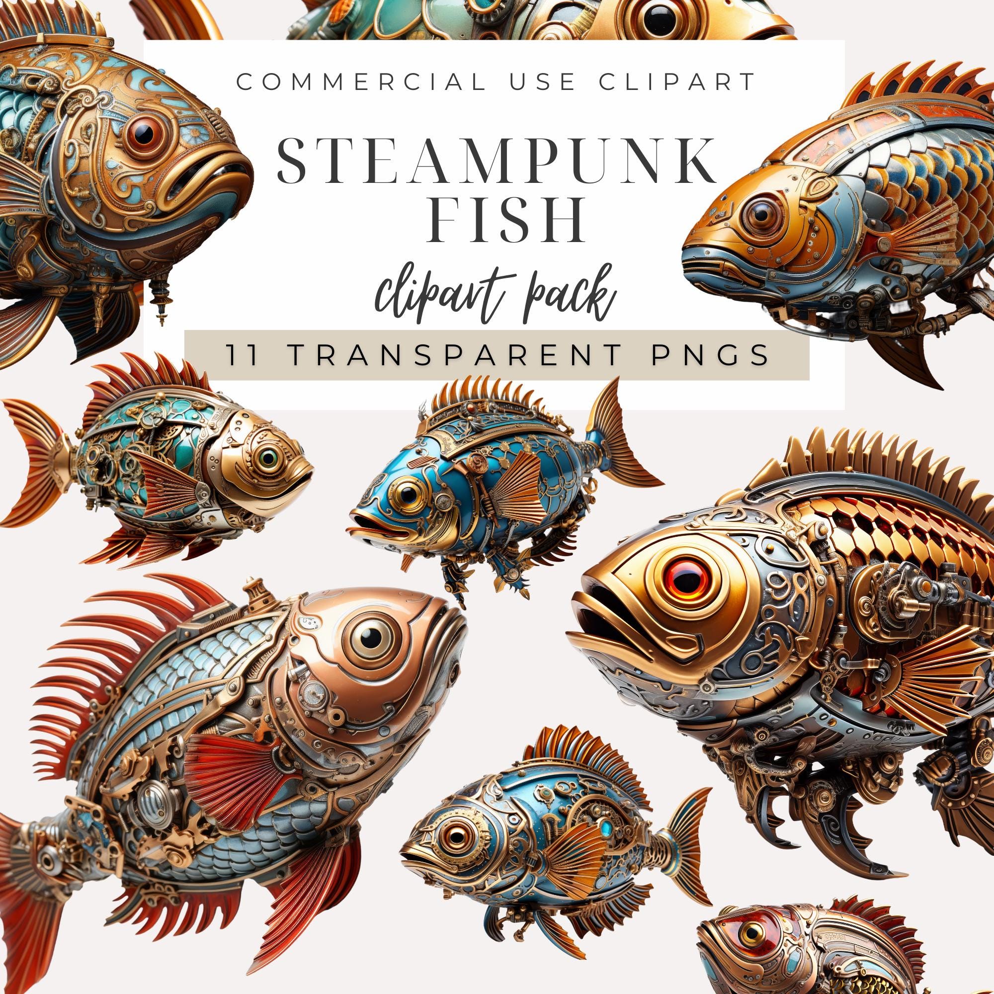 Steampunk Mechanical Fish INSTANT DOWNLOAD Steampunk Decor, Clockwork ...