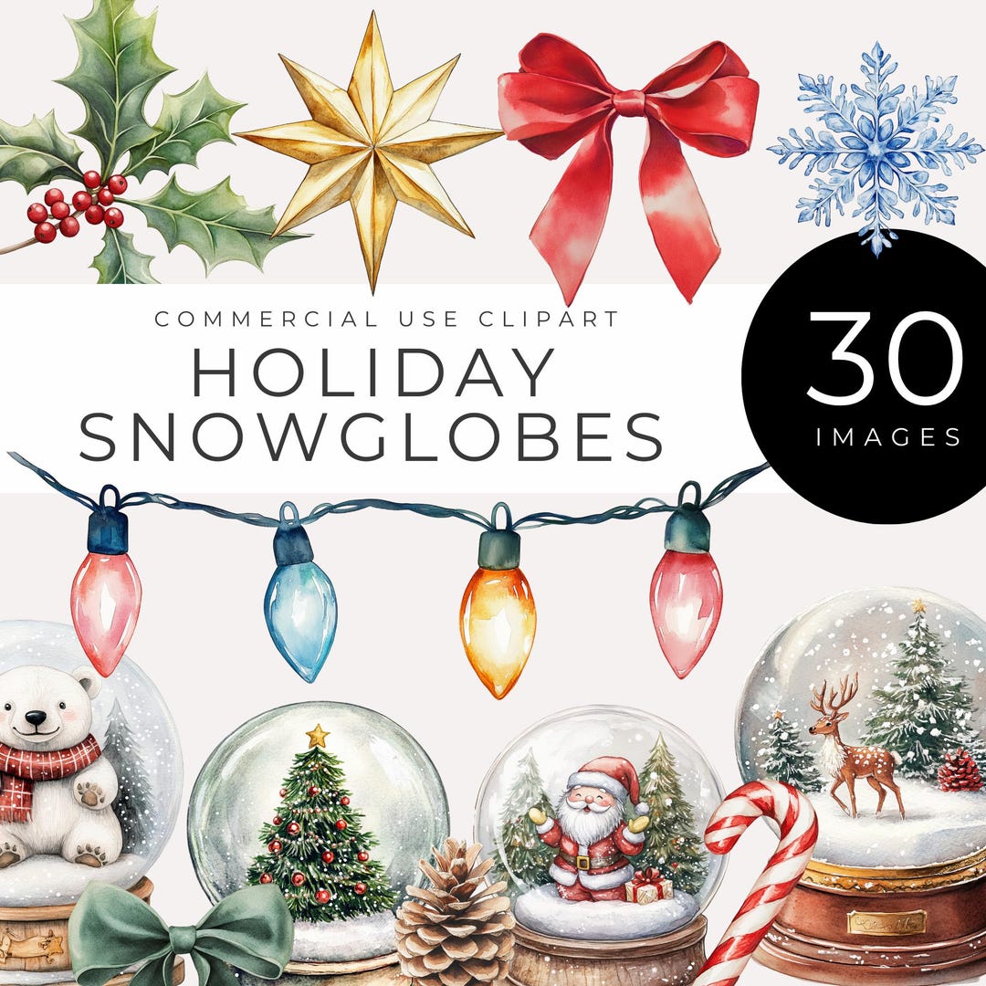 Snowglobe Clipart INSTANT DOWNLOAD Festive Holiday Decor, Winter ...