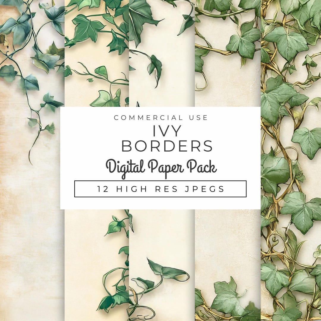 Ivy Border Digital Papers, Instant Download, Vintage Botanical ...
