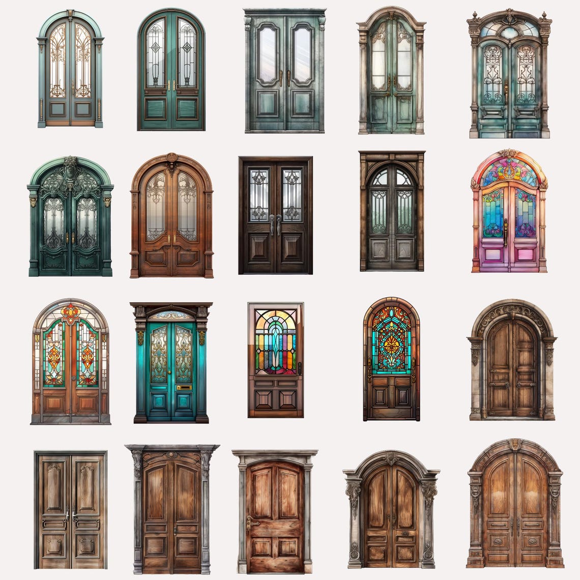 Vintage Door Clipart INSTANT DOWNLOAD Antique & Rustic Door Graphics ...