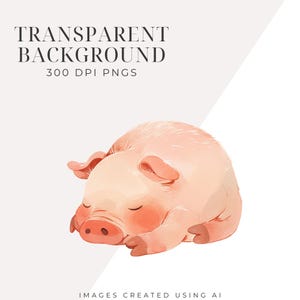 Watercolor Cute Pig Clipart INSTANT DOWNLOAD Adorable Farm Animals ...