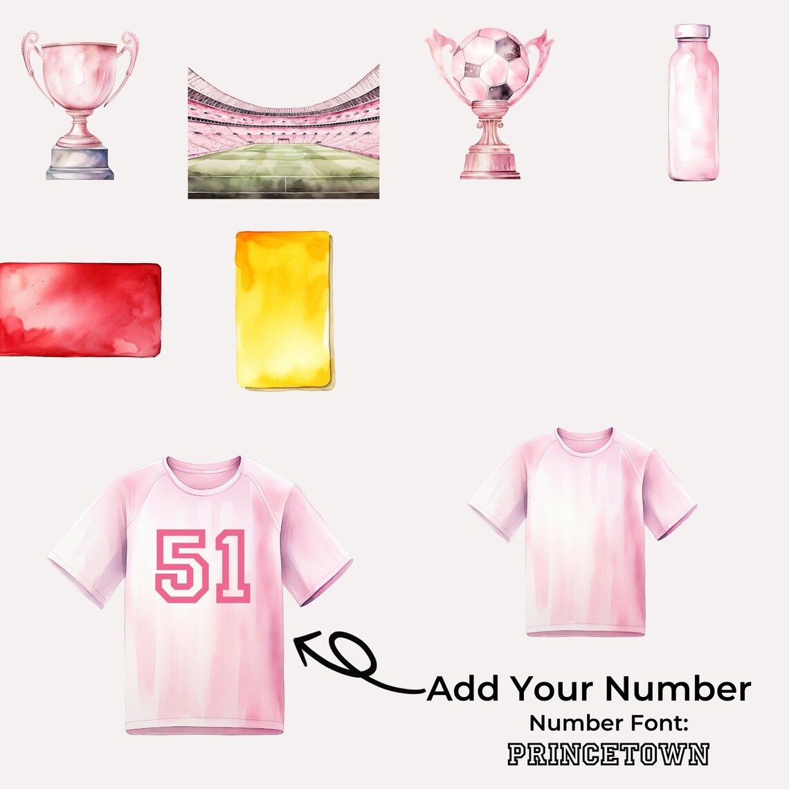 Watercolor Pink Soccer Clipart INSTANT DOWNLOAD Girls Football Sport ...