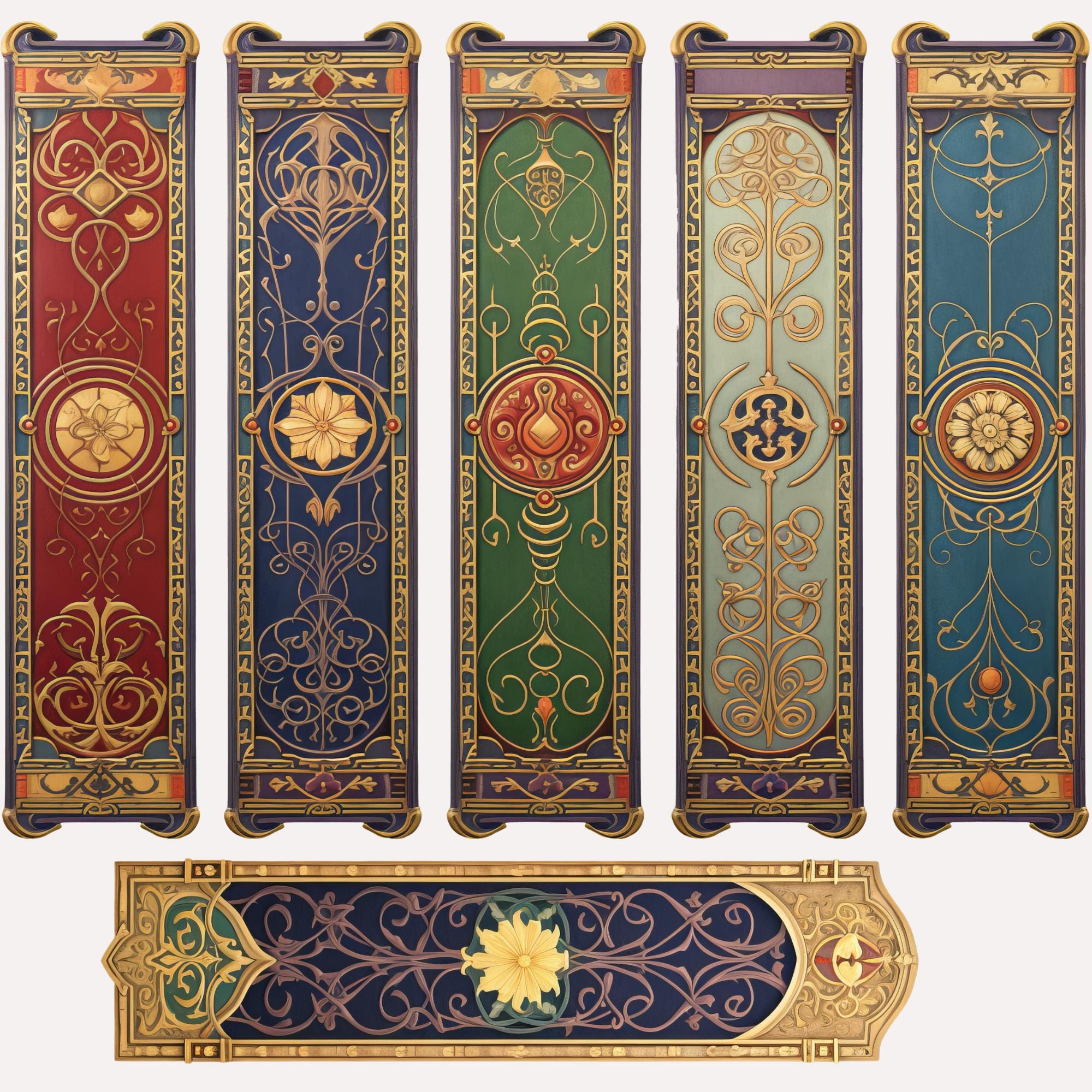 Book Spines Clipart, Instant Download, Vintage Ornate Book Spine Images ...