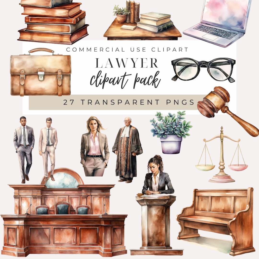 Lawyer Watercolor Clipart INSTANT DOWNLOAD Courtroom, Lawyers, Legal ...