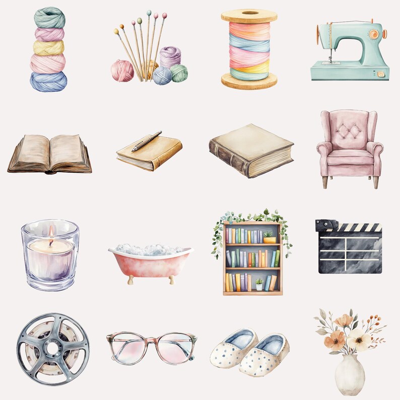 Mom's Favorite Things Clipart, Instant Download, Cozy Watercolor Images ...