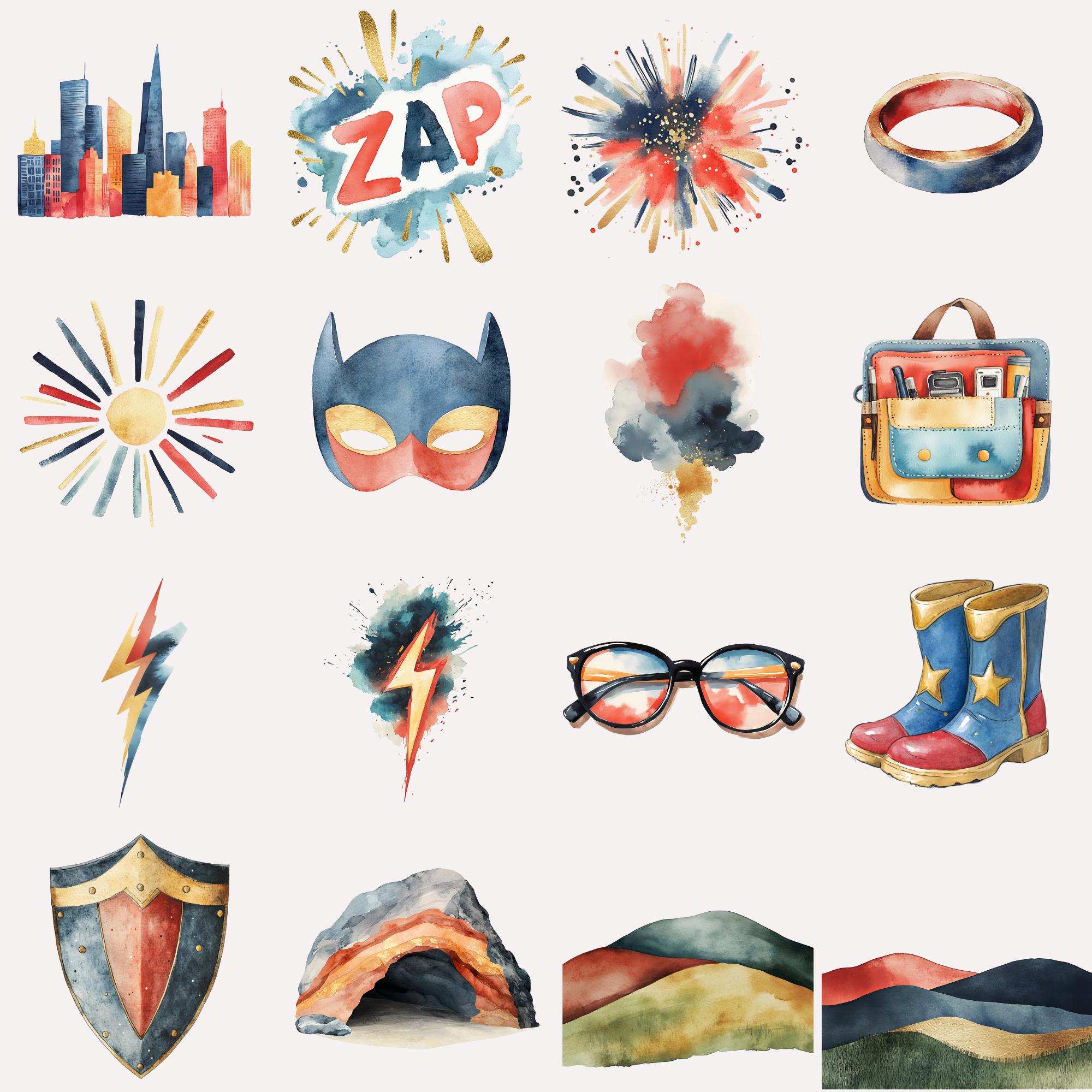 Superhero Kids Clipart INSTANT DOWNLOAD Watercolor Cute Kids Hero ...