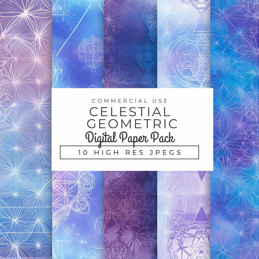 Celestial Geometric Digital Papers, Instant Download, Cosmic Patterns ...
