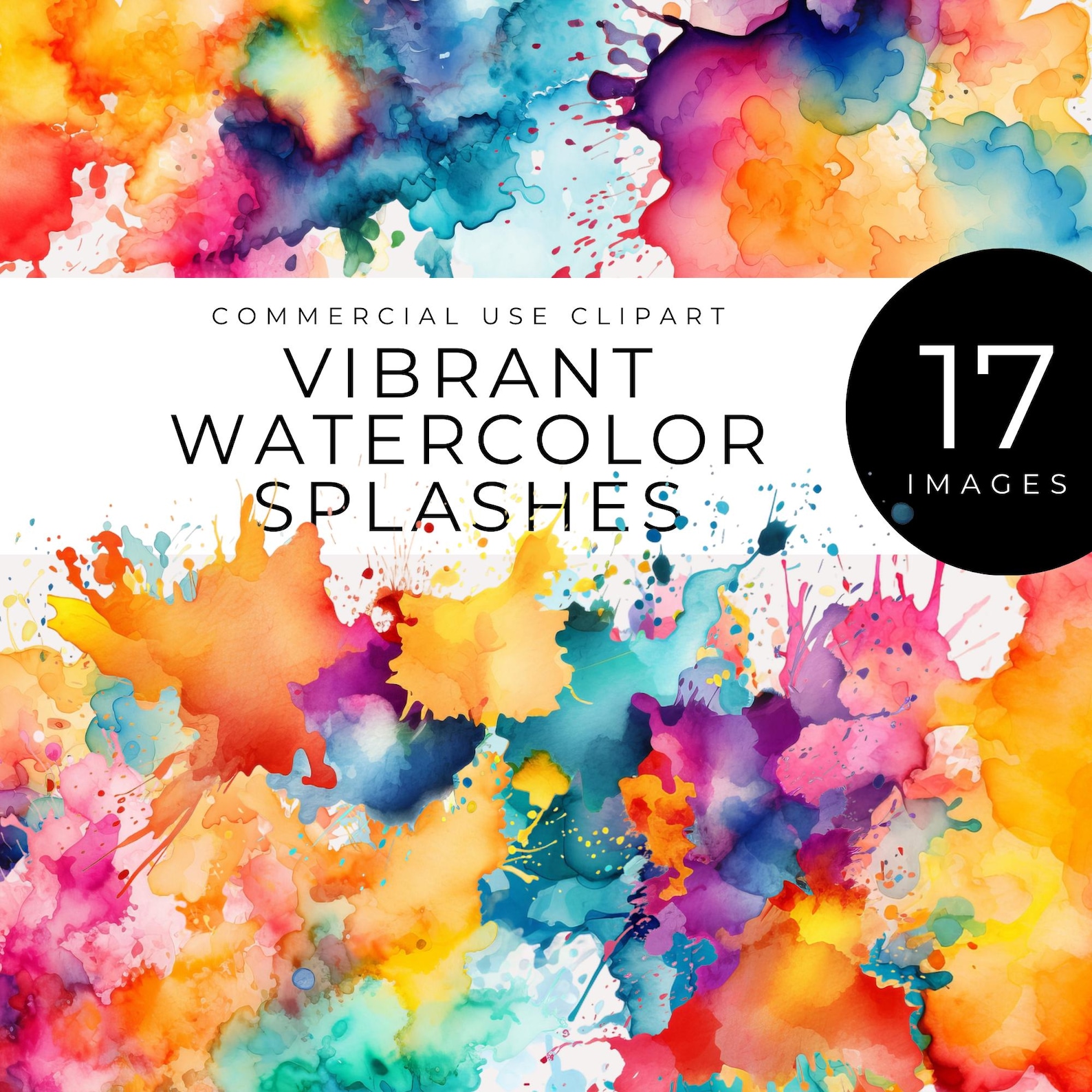 Vibrant Watercolor Splashes & Paint Splatter Clipart - Logo Texture ...