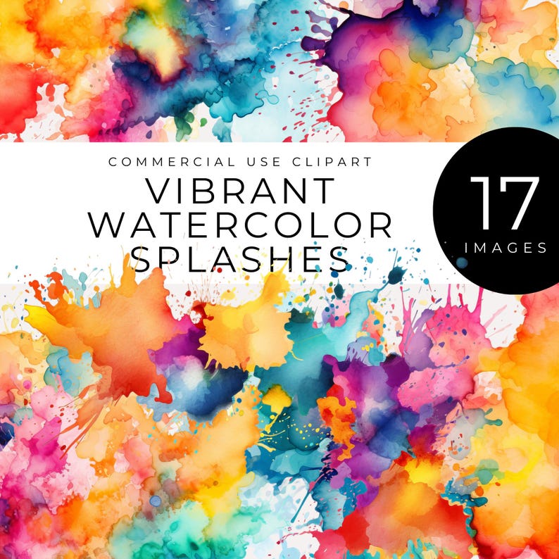 Vibrant Watercolor Splashes & Paint Splatter Clipart - Logo Texture ...