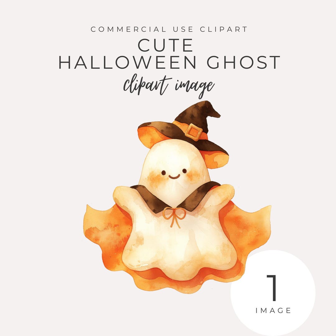 Adorable Watercolor Halloween Ghost Clipart INSTANT DOWNLOAD Cute Ghost ...