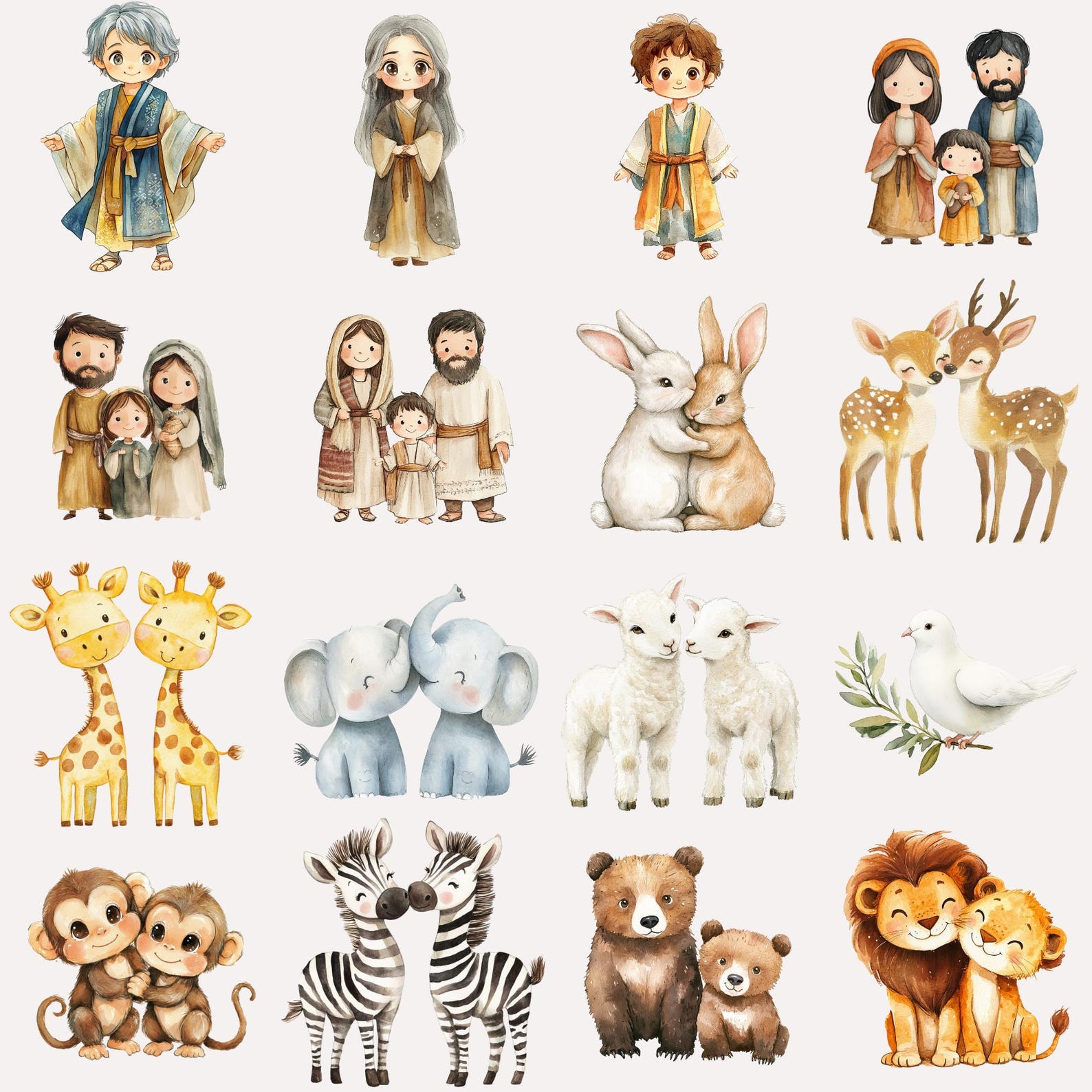 Noah's Ark Clipart INSTANT DOWNLAOD Christian Bible Story, Watercolor ...