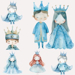 Blue Watercolor Princess Clipart INSTANT DOWNLOAD Royal Court Graphics ...