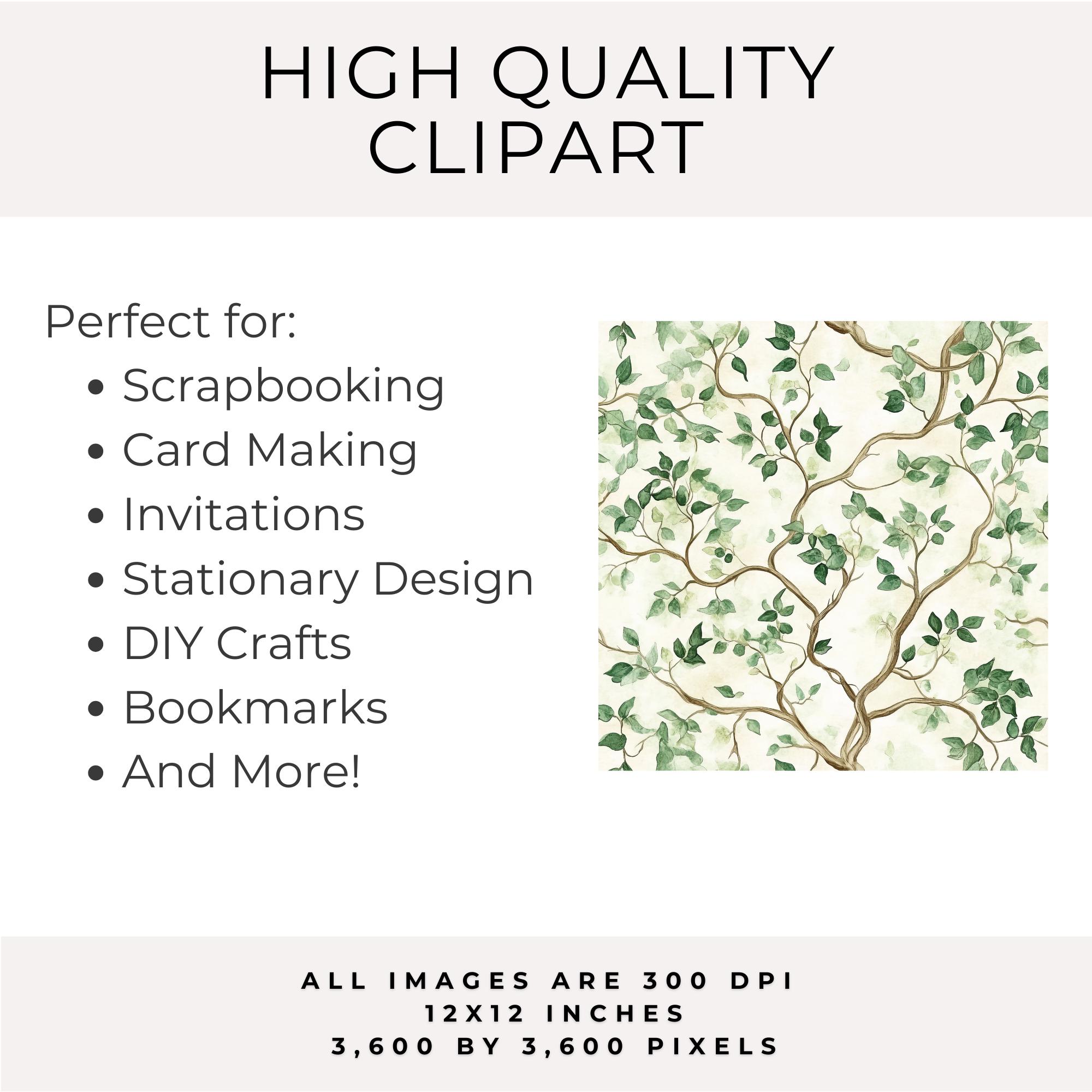 Ivy & Cypress Vines Digital Paper INSTANT DOWNLOAD Rustic Watercolor ...