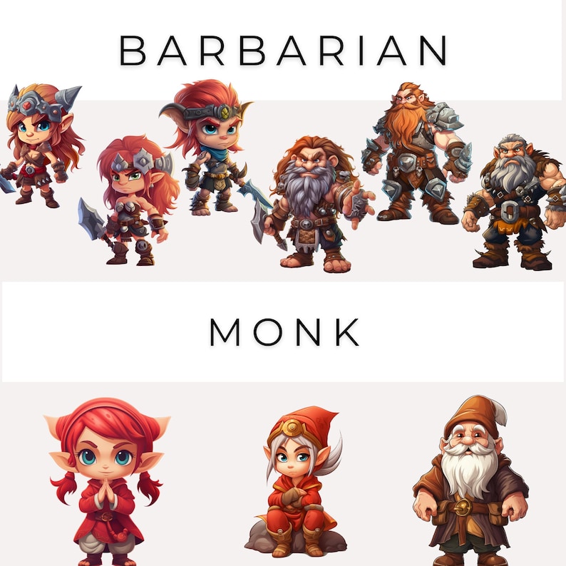Cute Kids RPG Characters Clipart: Gnome INSTANT DOWNLOAD Role-playing ...