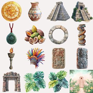 Cute Mayan & Aztec Civilization Clipart, Instant Download, Ancient ...