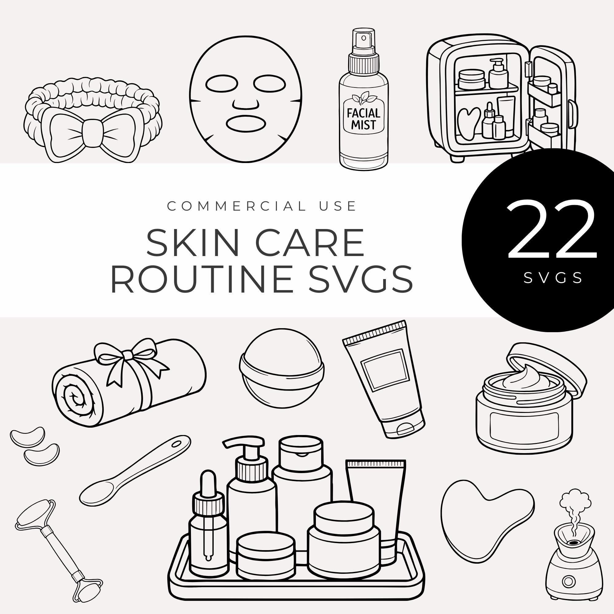 Skincare Routine SVG, Beauty Spa Icons, Self Care Clipart, Cosmetic ...