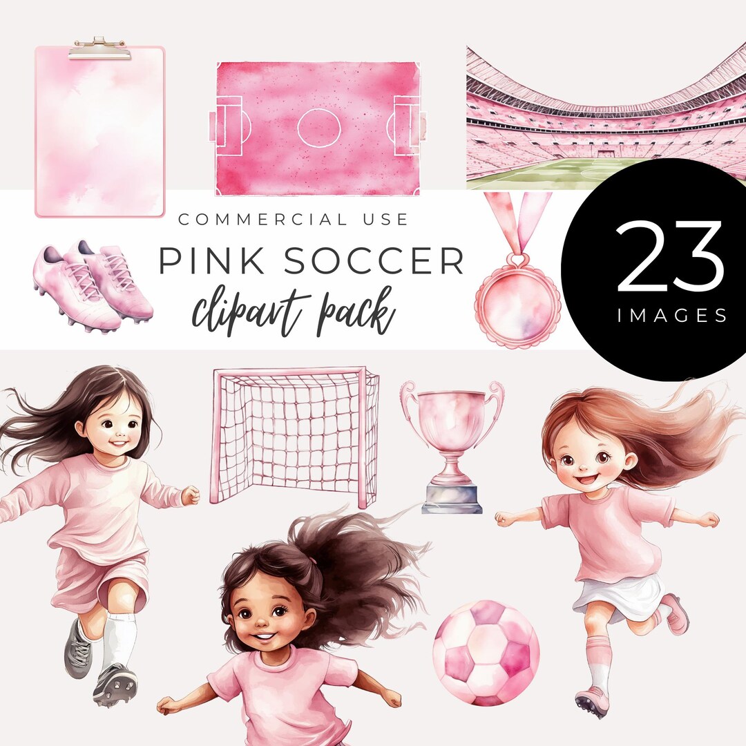 Watercolor Pink Soccer Clipart INSTANT DOWNLOAD Girls Football Sport ...
