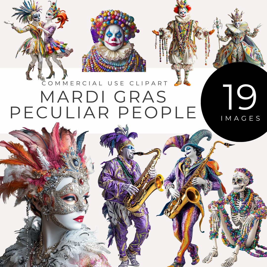 Peculiar People Clipart INSTANT DOWNLOAD Whimsical Mardi Gras Quirky ...