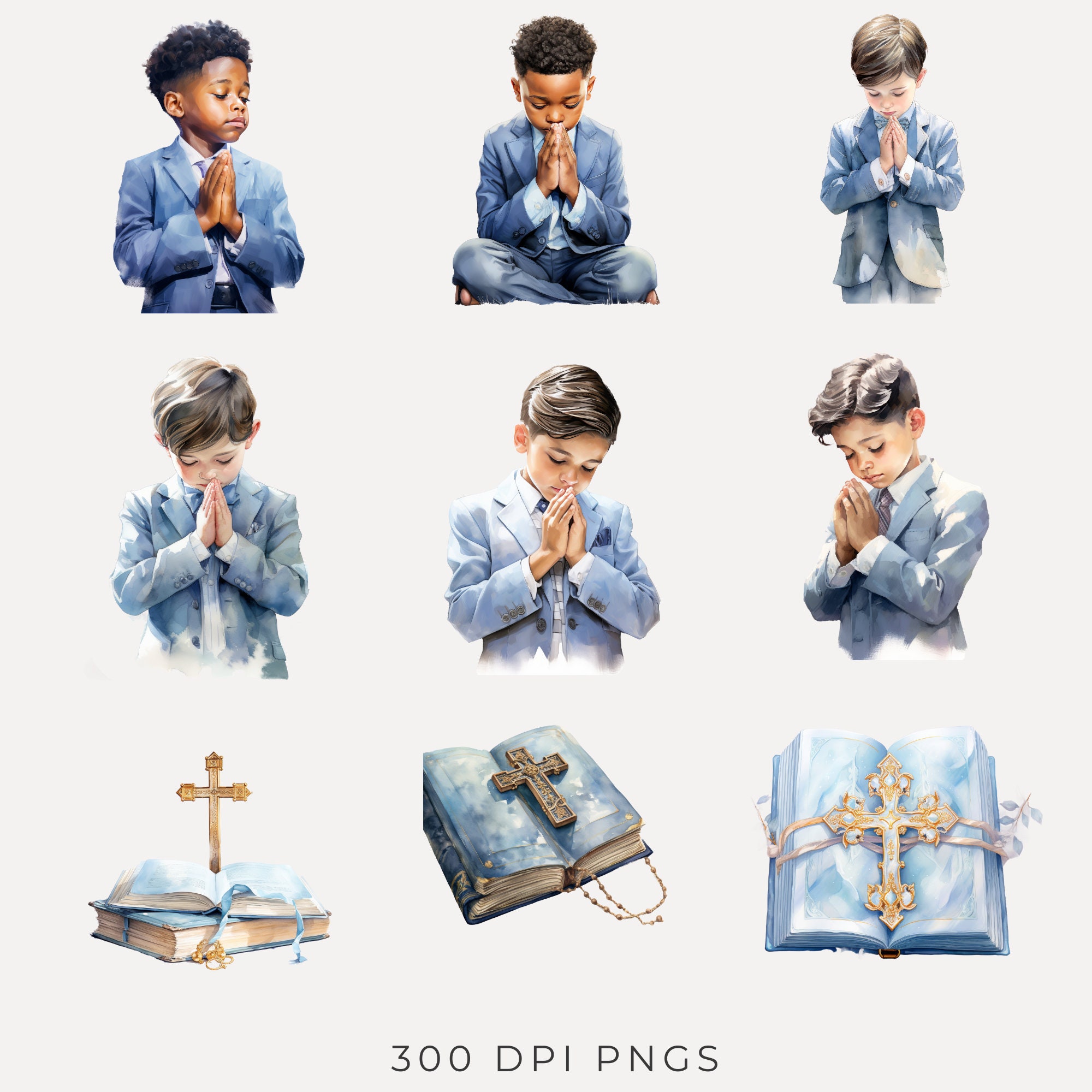 First Communion Boy Clipart Bundle: Religious Digital Download for 1st ...