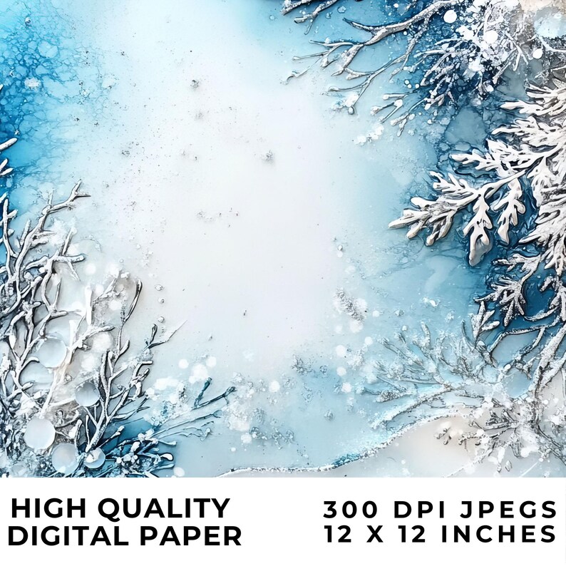 Winter Wonderland Digital Papers, Instant Download, Blue and Silver ...