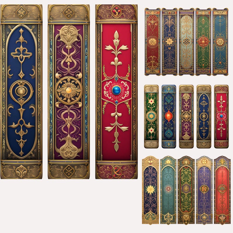 Book Spines Clipart, Instant Download, Vintage Ornate Book Spine Images ...