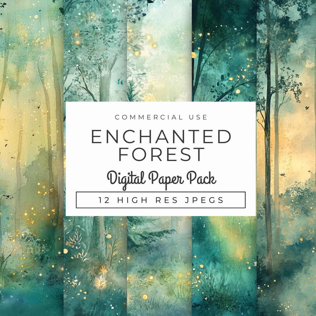 Enchanted Forest Digital Paper INSTANT DOWNLOAD Mystical Woodland ...