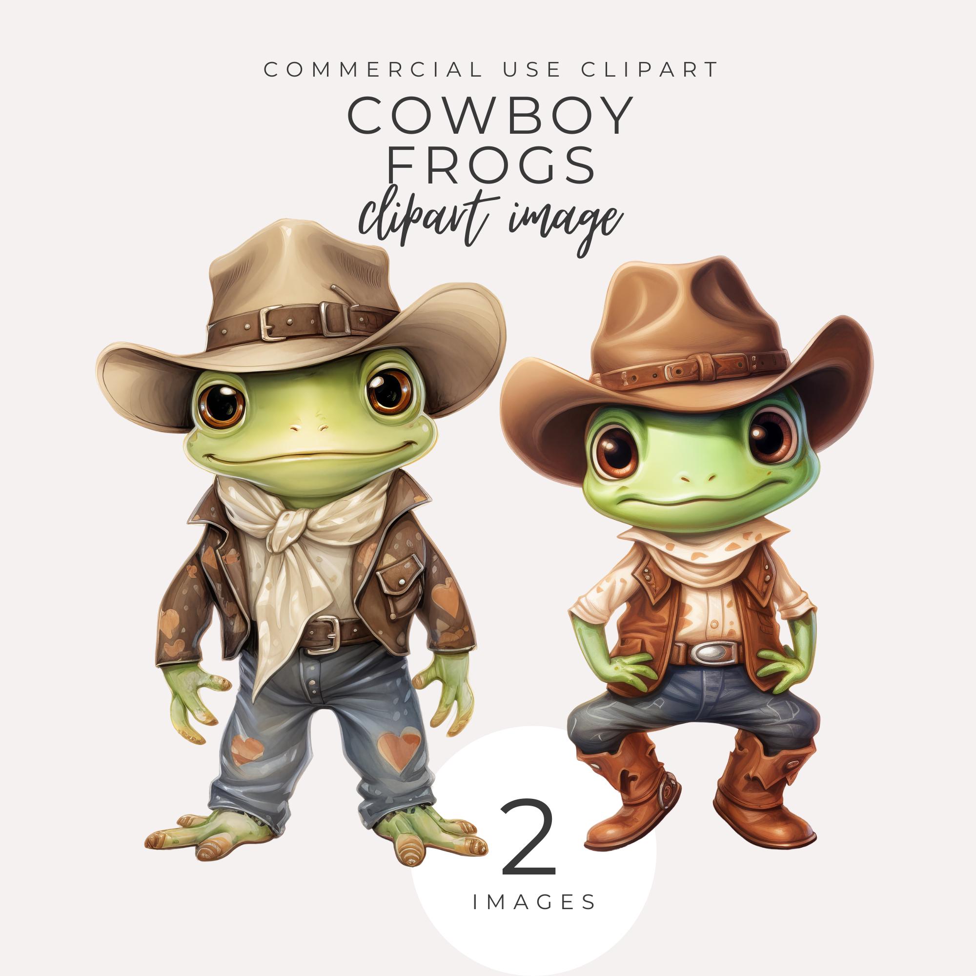 Western Cowboy Frog Clipart INSTANT DOWNLOAD Cute Watercolor Images ...