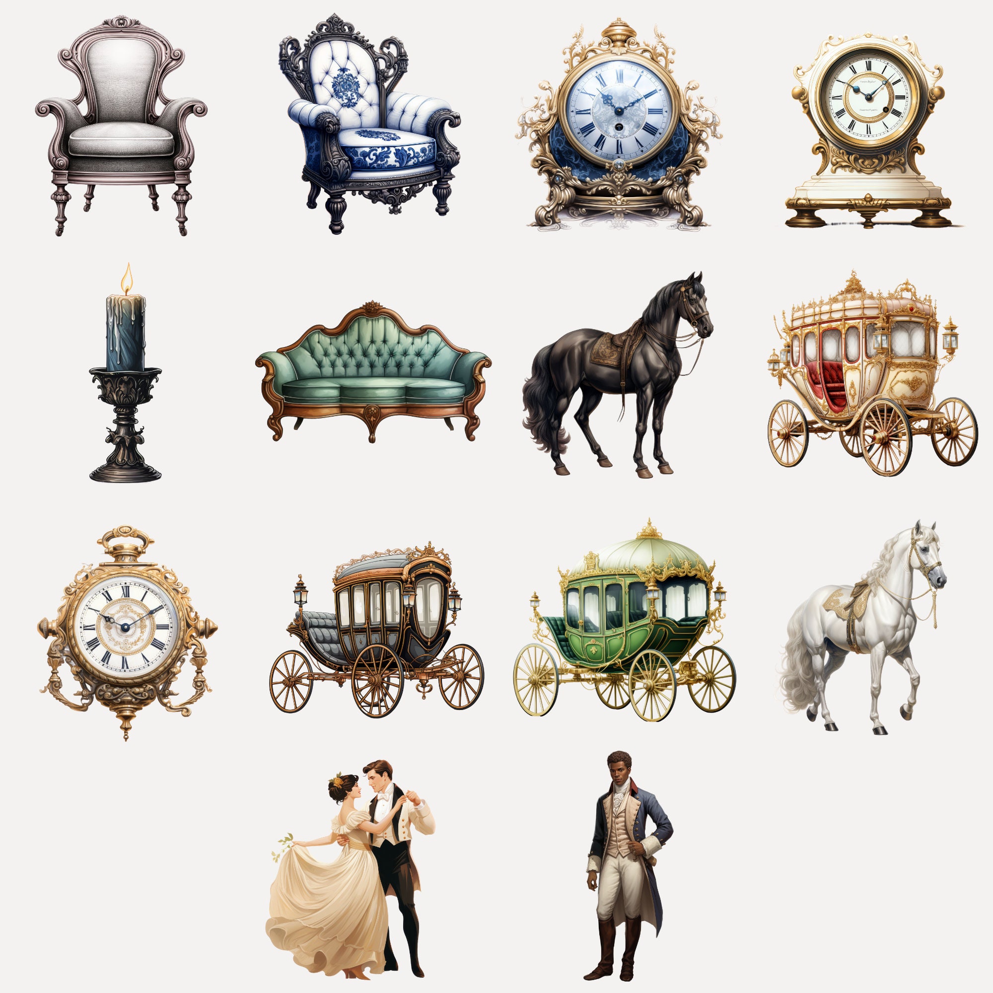 Regency Era Clipart INSTANT DOWNLOAD Romance Images & Jane Austen ...