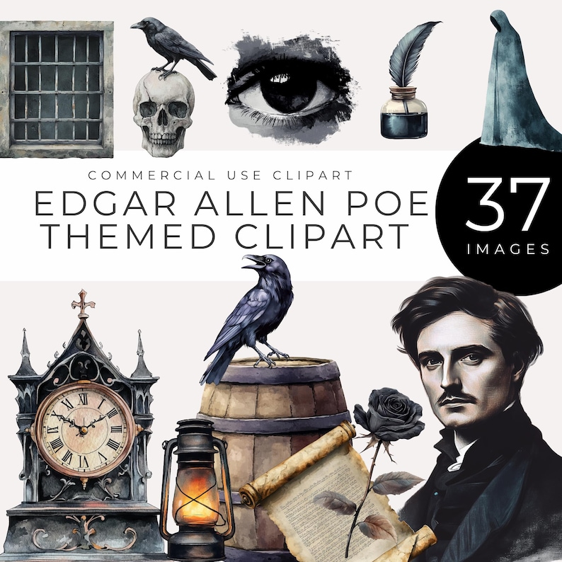 Gothic Clipart, Instant Download, Edgar Allan Poe Inspired, Victorian ...