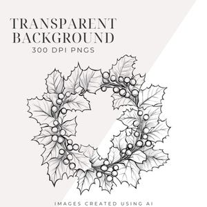 Fine Art Line Clipart Christmas INSTANT DOWNLOAD Festive Holiday ...