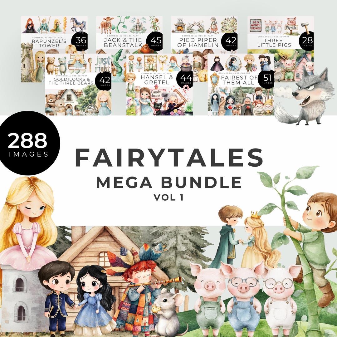 Fairytales Mega Clipart Bundle, Instant Download, Snow White ...