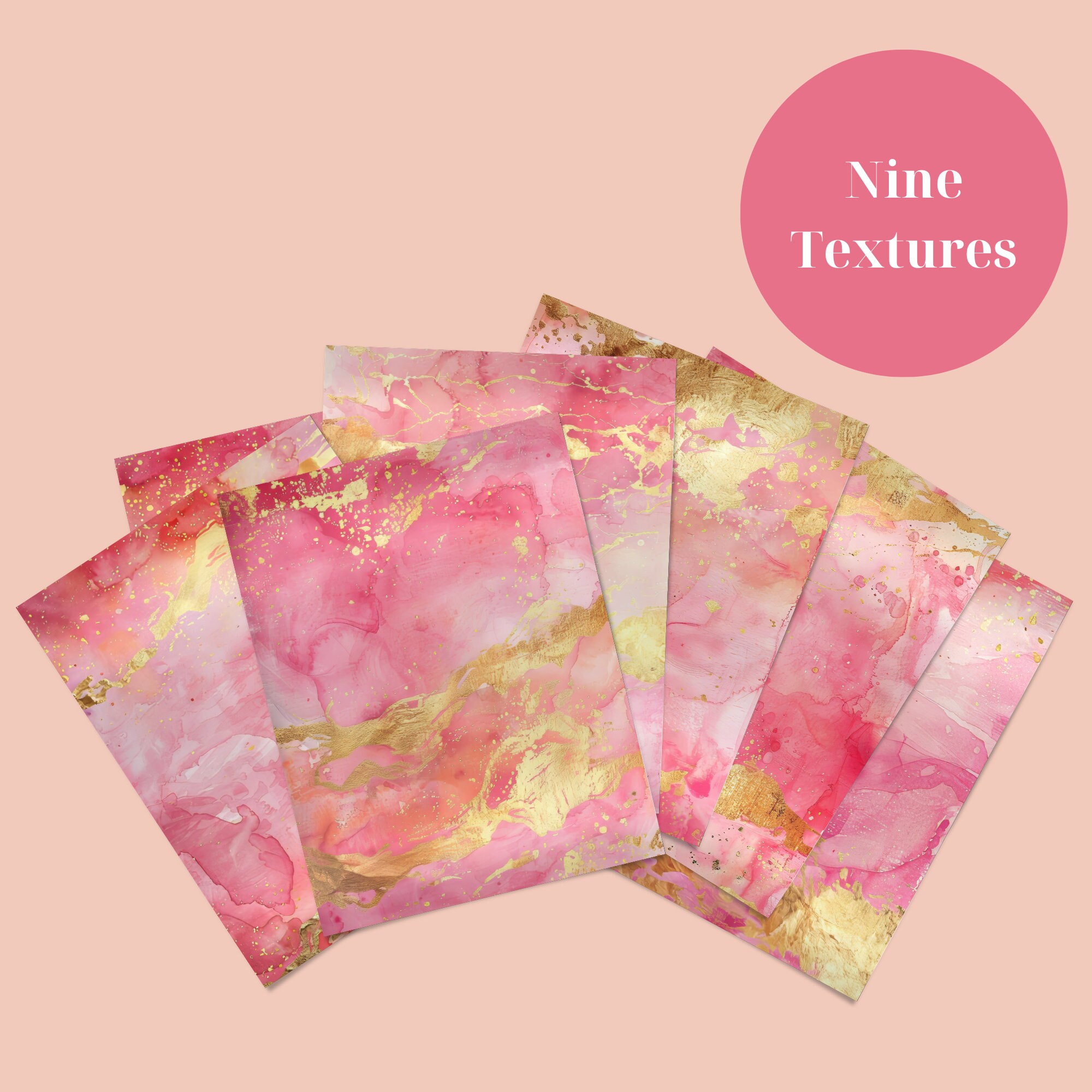 Bright Pink and Gold Watercolor Textures & Clipart INSTANT DOWNLOAD ...