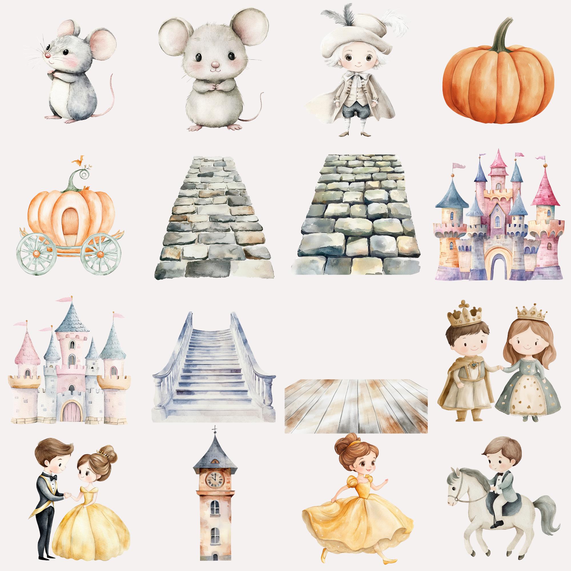 Watercolor Cinderella Clipart, Instant Download, Fairy Tale Princess ...
